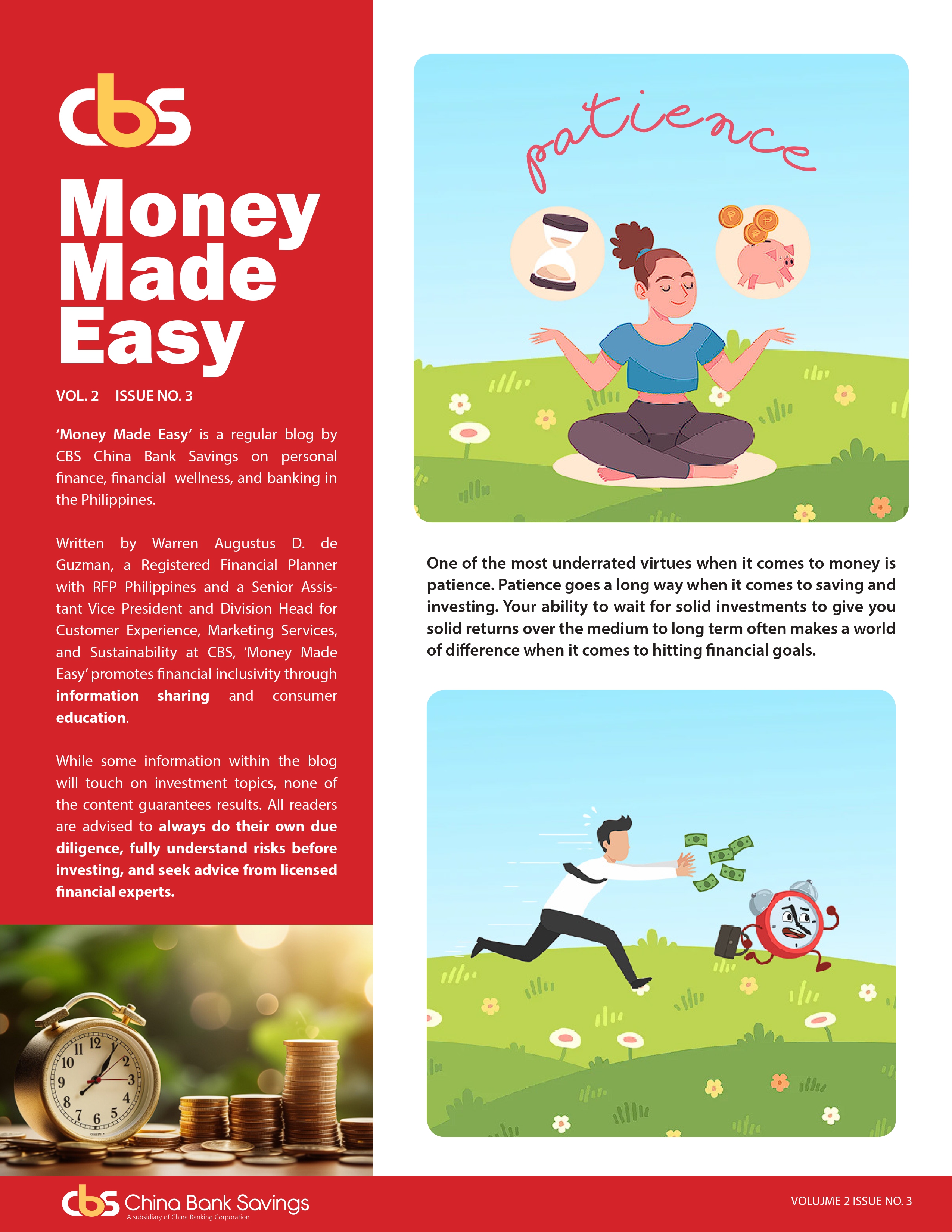 Money Made Easy Vol. 2 Issue #3 | Patience - China Bank Savings